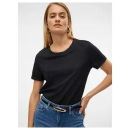 V&eacute;ro Moda Kurzarmshirt VERO MODA "VMPAULA S/S T-SHIRT NOOS", Damen, Gr. XS, schwarz, Jersey, Obermaterial: 100% Baumwolle, unifarben, regular fit normal, Rundhals, Aufschlag, Shirts, Baumwolle, regular fit