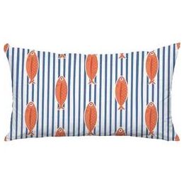 Dekokissen queence "Fische gestreift", orange, bedruckt gemustert, B:60cm L:40cm, Polyester, Dekokissen_Sitzkissen_Kissenh&uuml;llen, Premium Outdoor Kissenbezug; Format: 60x40 cm