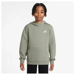 Kapuzensweatshirt Nike SPORTSWEAR "K NSW CLUB FLC HDY LBR", M&auml;dchen, Gr. XS, spruce fog, wei&szlig;, angeraute Sweatware, Obermaterial: 80% Baumwolle, 20% Polyester, unifarben, Basic normal, Rundhals, angesetztes B&uuml;ndchen, Sweatshirts, f&uuml;r Jugendliche, mit K&auml;ngurutasche, aus Baumwollmischung