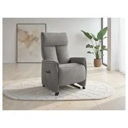Sit & More TV-Sessel SIT & MORE "Cremona Comfort", grau, B:76cm H:112cm T:84cm, 100% Polyester, Sessel, wahlweise manuell oder elektrischer Funktion mit Akku