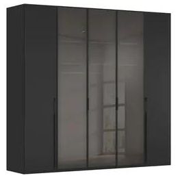 Dreht&uuml;renschrank Rauch "Schrank Garderobe SKAT SHINE Breiten 151/201/251/301cm, H&ouml;he 223/235cm", schwarz, B:251cm H:223cm T:63cm, Glas, Holzwerkstoff, Schr&auml;nke, Dreht&uuml;renschrank, edle Schrankfront mittig hochwertige Glasrahment&uuml;ren MADE IN GERMANY