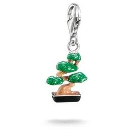 Charm-Einh&auml;nger Thomas Sabo "Charm Bonsai - Original", silberfarben, schwarz, gr&uuml;n, braun, Charms, Damen, Silber 925 (recycelt), Emaille