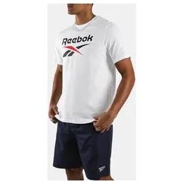 T-Shirt Reebok "BRUNO BIG LOGO CREW NECK SS TEE", Herren, Gr. 3XL, wei&szlig;, Jersey, Obermaterial: 100% Baumwolle, bedruckt, unifarben, Basic h&uuml;ftlang, Rundhals, Shirts T-Shirt, Basic Passform, Kurzarm, sportliches Design, f&uuml;r Laufen und Fitness