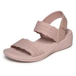 Sandale Skechers "ARYA", Damen, Gr. 42, rosa, Textil, Strukturmuster, Schuhe Sandale, Sommerschuh, Keilsandalette mit komfortablem Luxe Foam