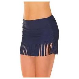 Bikini-Hose AQUARTI "Bikinihose Aquarti Damen Bikinihose mit Rock Seitliche Raffung", Damen, Gr. 42, N-Gr, blau (dunkelblau), Obermaterial: 80% Polyamid PA. 20% Elasthan EL., Badehosen Bikini-Hose