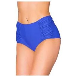 Bikini-Hose AQUARTI "Bikinihose Aquarti Damen Bikinihose mit Hoher Taille und Raffung", Damen, Gr. 44, N-Gr, blau (kornblumenblau), Obermaterial: 80% Polyamid PA. 20% Elasthan EL., Badehosen Bikini-Hose