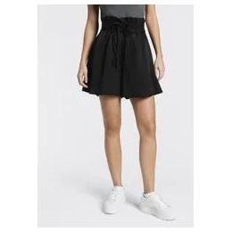 Shorts BOSS ORANGE "Tacolina Premium Damenmode", Damen, Gr. 42, N-Gr, schwarz 001, Web, Obermaterial: 80% Viskose, 20% Leinen, unifarben, kurz, Hosen Shorts, High Waist mit doppeltem Bindeband, Paperbag-Look