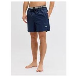 Jack & Jones Badeshorts JACK & JONES "JPSTMAUI SURF DOUBLE WB SWIM SHORTS", Herren, Gr. XXL, N-Gr, navy blazer, Polyester, Badehosen Badeshorts