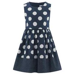 Sommerkleid happy girls, M&auml;dchen, Gr. 146, N-Gr, navy, Web, Obermaterial: 100% Baumwolle. Futter: 100% Baumwolle, bedruckt, gepunktet, Basic kniebedeckend, Rundhals, Kleider Sommerkleid, mit Knopfleiste im R&uuml;cken