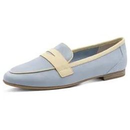Slipper Marco Tozzi, Damen, Gr. 41, hellblau kombiniert, Textil, Veloursleder, unifarben mit Farbeinsatz, Schuhe Slipper, Blockabsatz, Schlupfschuh, Businessschuh in veganer Verarbeitung
