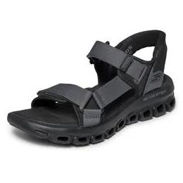 Trekkingsandale Skechers "GLIDE STEP SANDAL - DOVAH", Herren, Gr. 41, schwarz, Lederimitat, Textil, Schuhe, Outdoorsandale, Klettschuh, Sommerschuh mit Memory Foam