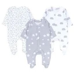 Strampler TUPTAM "Schlafstrampler Baby Jungen Schlafstrampler mit Fu&szlig; 3er Pack", Jungen, Gr. 80, N-Gr, grau (wei&szlig; grau wolken sterne punkte), Obermaterial: 100% Baumwolle CO., Overalls