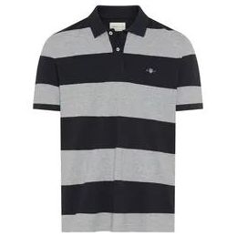 Poloshirt Gant "BLOCK STRIPE", Herren, Gr. 4XL, grau melange, Jersey, Obermaterial: 100% Baumwolle, regular fit normal, Rundhals, eingesetzt gerader Abschluss, Shirts, Regular fit mit Polokragen