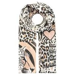 Schal Zwillingsherz "Leo Patch", Damen, schwarz, Web, Obermaterial: 100% Polyester, Modet&uuml;cher Schal, Mustermix mit Leo, transparent
