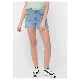 Jeansshorts Only "ONLPHINE", Damen, Gr. M (38), N-Gr, light blau denim, Denim/Jeans, Obermaterial: 64% Baumwolle, 30% Polyester, 6% Viskose, Abriebeffekte, regular fit kurz, Jeans Jeansshorts, Baumwollmischung, regular fit