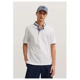 Poloshirt Bugatti, Herren, Gr. 4XL, 10, wei&szlig;, 100% Baumwolle, unifarben, normal, ohne Ausschnitt, Shirts, Modern Fit aus reiner Baumwolle