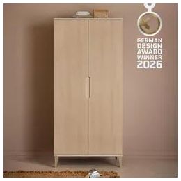 Kleiderschrank Paidi "JONTE in Beige & Eichefarben mit gerillten T&uuml;ren, verschiedene Gr&ouml;&szlig;en", cashmere, beige, stripy light oak, B:95cm H:207cm T:56cm, Holzwerkstoff, MDF, Schr&auml;nke, Kleiderschrank, stabiler Dreht&uuml;renschrank mit Massivholz-F&uuml;&szlig;en, Soft-Close-Funktion