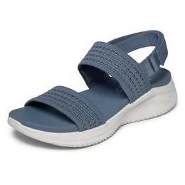 Sandale Skechers "ULTRA FLEX 3.0 SANDAL", Damen, Gr. 38, graublau, Textil, Strukturmuster, Schuhe Sandale, Sommerschuh, Freizeitschuh mit Klettverschluss