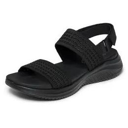 Sandale Skechers "ULTRA FLEX 3.0 SANDAL", Damen, Gr. 42, schwarz unifarben, Textil, Strukturmuster, Schuhe Sandale, Sommerschuh, Freizeitschuh mit Klettverschluss