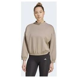 Sweatshirt Adidas PERFORMANCE "YOGA ESSENTIALS COVER-UP", Damen, Gr. XS, chalky braun, Obermaterial: 73% Polyester, 19% Baumwolle, 8% Elasthan, Rundhals, angesetztes B&uuml;ndchen, Sweatshirts Sweatshirt