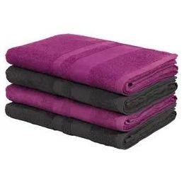 Duscht&uuml;cher OTTO HOME "Vanessa, 4 Duscht&uuml;cher, 70x140cm, in Standard- und Premium-Qualit&auml;t", beere anthrazit, B:70cm L:140cm, Walkfrottee, Obermaterial: 100% Baumwolle, Handt&uuml;cher, Handt&uuml;cher mit Bord&uuml;re, 100% Baumwolle, einfarbig, weich