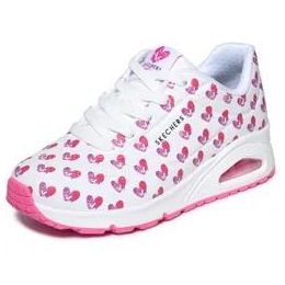 Sneaker Skechers "UNO-LIVE COLORFULLY", Herren, Gr. 40, wei&szlig;, rosa, Lederimitat, kontrastfarbene Details, Schuhe Sneaker, Freizeitsneaker, Schn&uuml;rschuh mit allover Herzen-Print