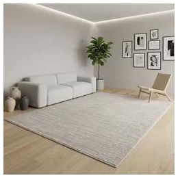 Teppich Sehrazat "LIMA, auch als L&auml;ufer", hellgrau beige, B:120cm H:10mm L:170cm, Polyester, Polypropylen, Teppiche, Teppich, Kurzflor, Linienstruktur, leichter Glanz, Wohnzimmer