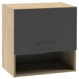 H&auml;ngeschrank KOCHSTATION "KS-Kolari", anthrazitfarben, eichefarben hell, B:60cm H:60,9cm T:36,6cm, FSC-zertifizierter Holzwerkstoff, Schr&auml;nke, H&auml;ngeschrank, Ma&szlig;e (B/T/H): 60 x 36,6 x 60,9 cm