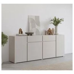 Sideboard OTTO HOME "Metric,Breite 195 cm, grifflose Kommode 4 T&uuml;ren/2 Schubk&auml;sten", kaschmir, B:195cm H:78,3cm T:40cm, FSC-zertifizierter Holzwerkstoff, Melamin, Metall, Sideboards, Sideboard, Schubladenschrank mit viel Stauraum, Einlegeb&ouml;den verstellbar