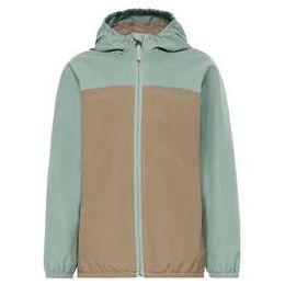 Regenjacke Vaude "KIDS TURACO JACKET III", M&auml;dchen, Gr. 122/128, oat, Web, Obermaterial: 100% Polyester. Futter: 100% Polyester, regular fit normal, hoch geschlossener Ausschnitt, eingesetzt elastischer Bund, Jacken Regenjacke, f&uuml;r Kinder, atmungsaktiv, winddicht, wasserdicht
