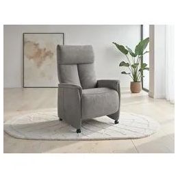 Sit & More TV-Sessel SIT & MORE "Cremona Comfort", grau, B:76cm H:114cm T:84cm, 100% Polyester, Sessel, wahlweise manuell oder elektrischer Funktion mit Akku