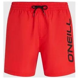O`Neill Badeshorts O'NEILL "CALI 16'' SWIMSHORTS", Herren, Gr. L, N-Gr, high risk rot, Obermaterial: 100% Polyester, Badehosen Badeshorts, mit seitlichen Eingrifftaschen und Ges&auml;&szlig;tasche, mit Stickerei am Bein