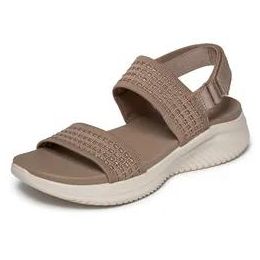 Sandale Skechers "ULTRA FLEX 3.0 SANDAL", Damen, Gr. 41, braun, Textil, Strukturmuster, Schuhe Sandale, Sommerschuh, Freizeitschuh mit Klettverschluss