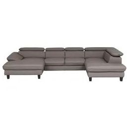 Wohnlandschaft Home Affaire "Pilot U-Form", elephant, B:331cm T:108cm, Sofas, Wohnlandschaft, mit Kopfteilverstellung, wahlweise mit Bettfunktion & Bettkasten