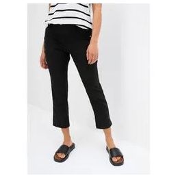 7/8-Hose bonprix, Damen, Gr. 42, N-Gr, schwarz, Web, Obermaterial: 71% Polyester, 25% Viskose, 4% Elasthan, unifarben, slim fit 7/8-L&auml;nge, Hosen 7/8-Hose, niedrige Leibh&ouml;he, elastisch und formstabil
