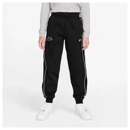 Sporthose Nike SPORTSWEAR "K NK AIR FLC JGGR", M&auml;dchen, Gr. S, N-Gr, schwarz, wei&szlig;,, Obermaterial: 80% Baumwolle, 20% Polyester, Hosen Sporthose, f&uuml;r Jugendliche, sportlicher Stil