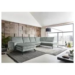 Wohnlandschaft DIE PLANBAR "ZE-EM20028 U-Form, Breite 332 cm", amira salbei, B:332cm T:220cm, 100% Polyester, Sofas, Wohnlandschaft, wahlweise mit Kopfst&uuml;tzen und Sitztiefenverstellung