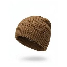 Strickm&uuml;tze styleBREAKER "Strick Beanie M&uuml;tze mit Loch Muster", Damen, braun (cognac), Obermaterial: 100% Viskose CV., Modisch, M&uuml;tzen Strickm&uuml;tze