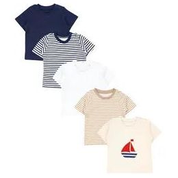 T-Shirt TUPTAM "Shirt Baby Kurzarm T-Shirt 5er Set", M&auml;dchen, Gr. 86, blau (navy streifen beige streifen wei&szlig; cremebeige anker), Obermaterial: 100% Baumwolle CO., Shirts T-Shirt