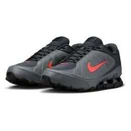 Sneaker Nike SPORTSWEAR "Reax 8", Herren, Gr. 46, smoke grau, bright crimson, schwarz, Synthetik, Schuhe Sneaker, inspiriert vom Design des Nike Shox