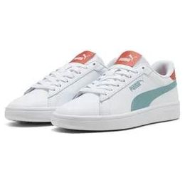 Sneaker Puma "Smash 3.0 Sneakers Jugendliche", Kinder, Gr. 39, wei&szlig; baltic sea blau, Obermaterial: Textil, Kuhleder, Synthetik, Leder. Futter: Textil. Innensohle: Textil. Laufsohle: Gummi, Schuhe Sneaker