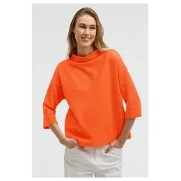 Rundhalsshirt SENSES.THE LABEL, Damen, Gr. S, iconic orange, Single Jersey, Material: 96% Baumwolle, 4% Elasthan, unifarben, gerade normal, Rundhals, eingesetzt gerader Abschluss, Shirts Rundhalsshirt, mit Baumwolle