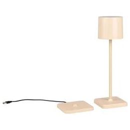 Trio LED Au&szlig;en-Tischleuchte REALITY LEUCHTEN "Fernandez", beige (sand), B:12,5cm H:38cm, Leuchten, LED Au&szlig;entischleuchte, Garten Akku Tischlampe USB Ladestation dimmbar Lichtfarbe einstellbar