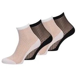 Socken Tamaris "4er Pack", Damen, Gr. 39-42, wei&szlig;, schwarz, 100% Polyamid, Socken Socken, 4er Pack, transparente Socken mit modischem Muster