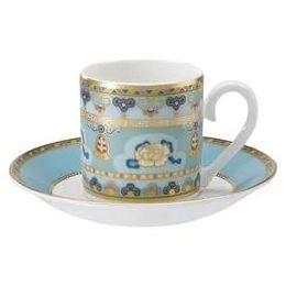 Villeroy & Boch Tasse VILLEROY & BOCH "Espressotasse mit Untertasse Samarkand Aquamarin 50 ml blau", bunt (blau), 1 tlg., Porzellan, Trinkgef&auml;&szlig;e, Tasse