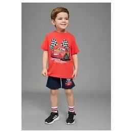Shirt & Shorts Kidsworld "CARS 2tlg. Set T-Shirt+Hose: LIGHTNING MCQUEEN - Disney", Jungen, Gr. 140/146, rot, schwarz, Single Jersey, Obermaterial: 100% Baumwolle, bedruckt, KOB Set-Artikel, Set, aus Baumwolle. Artikel f&auml;llt klein, bitte gr&ouml;&szlig;er bestellen