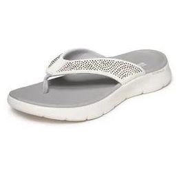 Zehentrenner Skechers "GO WALK FLEX SANDAL", Herren, Gr. 36, wei&szlig;, Lederimitat, metallic, Schuhe Zehentrenner, Sommerschuh, Badeschuh, Strandschuh mit Nietenverzierung