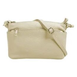 Umh&auml;ngetasche CLUTY, Damen, Gr. B/H/T: 27cm x 15cm x 6cm onesize, beige, Leder, unifarben, Taschen Umh&auml;ngetasche, echt Leder, Made in Italy