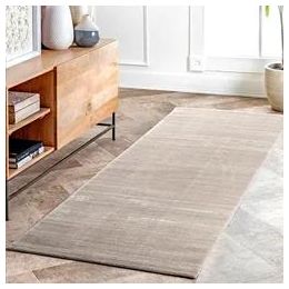 Teppich Sehrazat "LIMA, auch als L&auml;ufer", hellgrau beige, B:80cm H:10mm L:150cm, Polyester, Polypropylen, Teppiche, Teppich, Kurzflor, Linienstruktur, leichter Glanz, Wohnzimmer