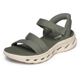 Sandale Skechers "GO WALK GLIDE-STEP 2.0 SANDAL-ELLA", Damen, Gr. 42, olivgr&uuml;n, Textil, Schuhe Sandale, Sommerschuh, Urlaubsschuh, Sandalette mit sportiver Sohle